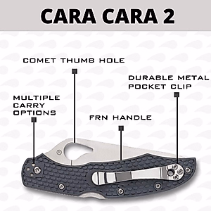 Spyderco Byrd Cara Cara 2 Lightweight Knife with 3.75" Stainless Steel Blade and Gray Non-Slip FRN Handle - PlainEdge - BY03PGY2