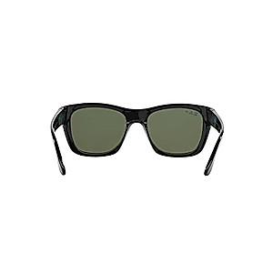 Ray-Ban RB4194 Square Sunglasses, Black/Polarized Green, 53 mm