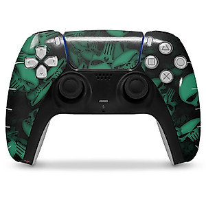 WraptorSkinz Skin Wrap compatible with Sony PS5 DualSense Controller Skulls Confetti Seafoam Green (CONTROLLER NOT INCLUDED)