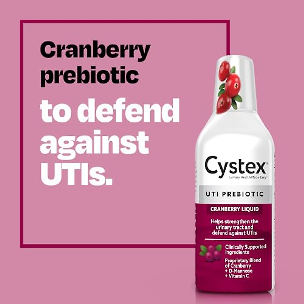 Cystex Urinary Tract Infection Support and Prevention for Men and Women, Cranberry Prebiotic Supplement for UTI Protection & Urinary Health Maintenance, D-Mannose & Vitamin C, 7.6 oz (2 Pack)