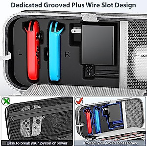 Switch OLED Case Fit for Joy-con And Charger, Portable Switch Travel Carry Case Compatible with Nintendo Switch & Switch OLED, Hard Shell Switch Carrying Case for Switch Accessories with 20 Game Card