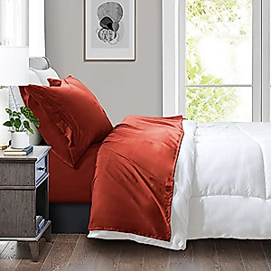 Entisn 4pcs Brushed Microfiber Sheet Queen Size Sets, 1800 Thread Count Ultra-Soft Egyptian Quality Bed Sheets, Orange Luxury Bedding Sheets with 16" Deep Pockets, Breathable & Cozy & Anti-Wrinkle