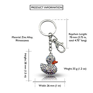 Rubber Ducky Keychain Bling Bag Charm Happy Rubber Duck Rhinestone Crystal Purse Charm (AB Color)