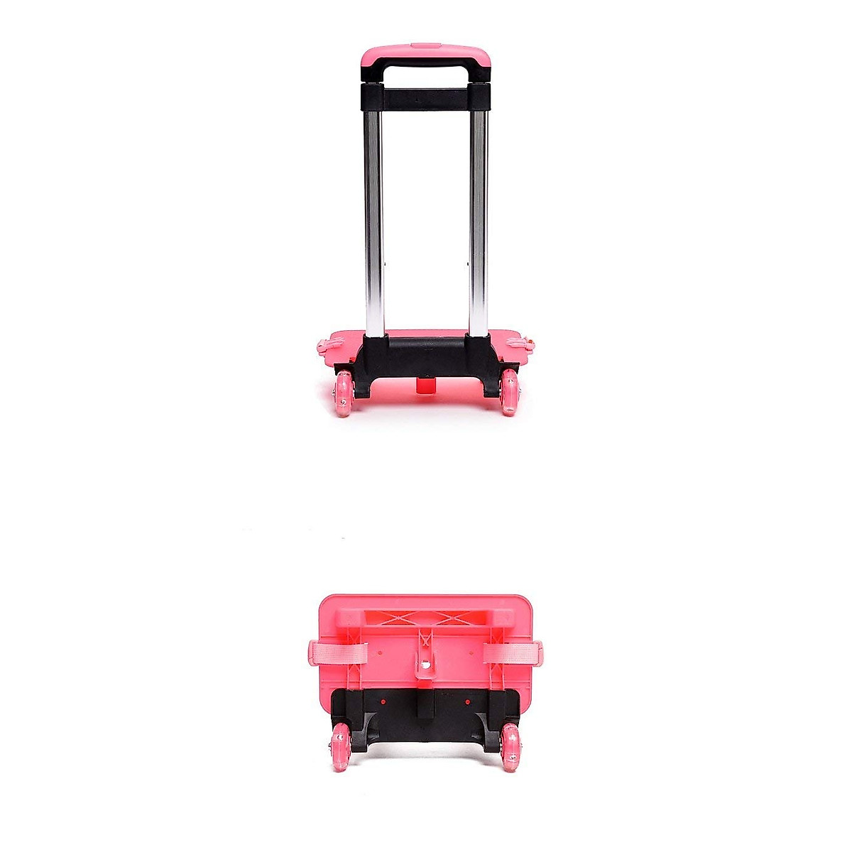 Backpack Hand Truck Wheeled Cart Trolley Hand Aluminium Alloy Folding Trolley Cart for Schoolbag/Backpack (Pink with Two Wheels)