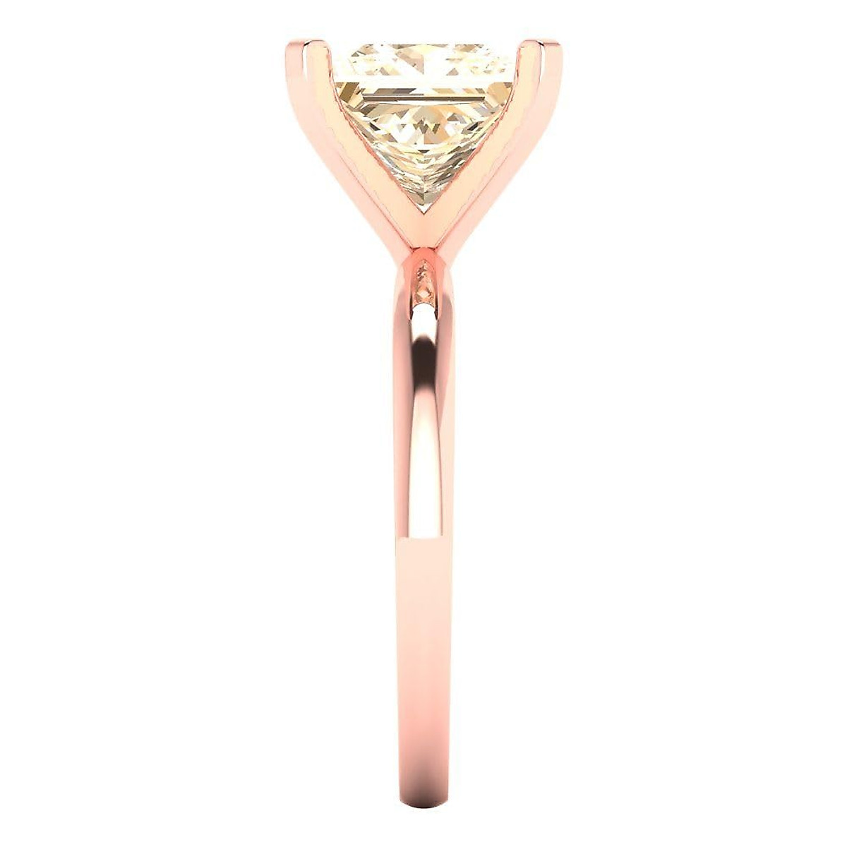 Clara Pucci 3.0 ct Princess Cut Solitaire Genuine Natural Morganite Wedding Bridal Designer Anniversary Engagement Ring 14k Rose Gold