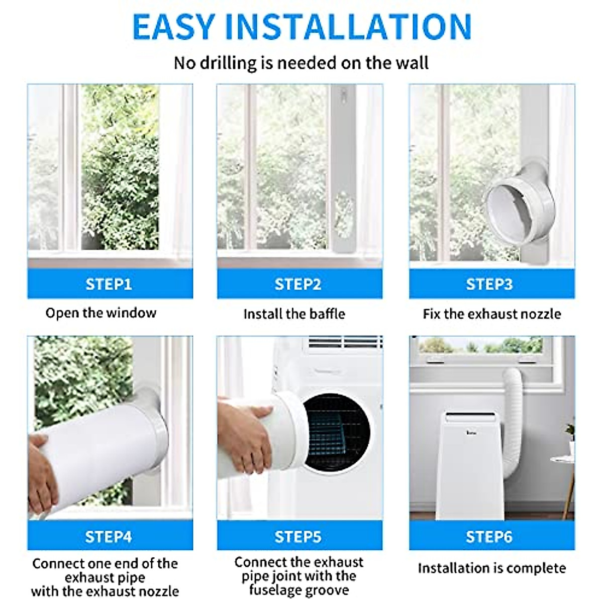 ROVSUN 13000 BTU 4-in-1 Portable Air Conditioner, Heater, Dehumidifier, Fan for Rooms Up to 550 sq ft Floor AC with Remote Control & Rolling Wheels & Window Installation Kit, White