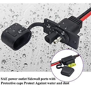 AAOTOKK SAE to SAE Solar Power Outlet Sidewall Port Cable,12AWG Weatherproof SAE Quick Connect Solar Panel Mount Universal Recessed with 20A Fuse Cable for Generator Battery Charger(1.5M/5ft-1Pack)