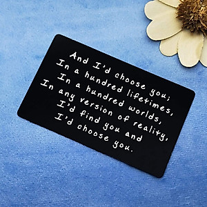 Engraved Wallet Insert Card Husband Gifts from Wife Boyfriend Gifts Anniversary Valentines Gifts for Men I'd choose you Metal Cards Birthday Card Gifts for Husband Wedding Day Gift for Groom Fiance