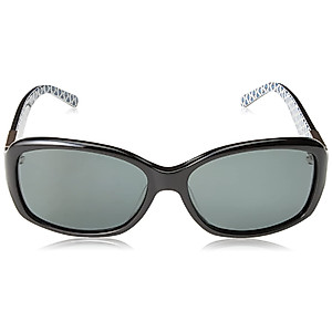 Kate Spade New York Women's Annika Rectangular Sunglasses, Black & Blue/Gray Polarized, 57 mm