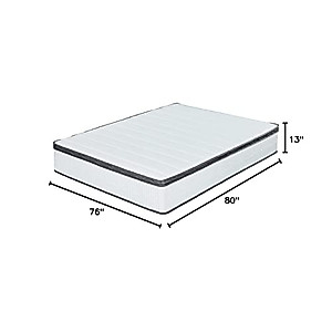 Oleesleep 13 Inch Dual Layered Gel Hybrid Memory Foam Mattress, CertiPUR-US Certified, Gray, King
