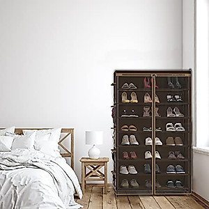 Simple Houseware 8 Tiers Shoe Rack with Cover, Bronze