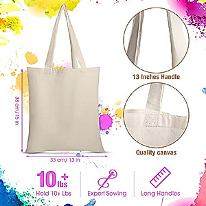 24 Pieces Canvas Tote Bags, Blank Plain Canvas Bag Lightweight Reusable Grocery Shopping Cloth Bags with Handles for DIY Crafting and Decorating,13 Inch W x 15 Inch H