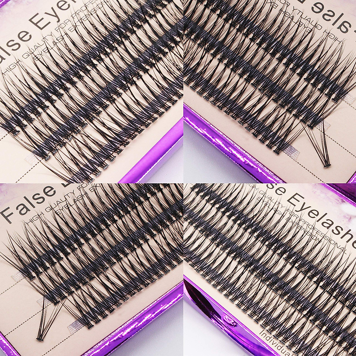 BODERMINCER 8-16mm to Choose Fish Tail Design 120pcs Thickness 0.1mm C Curl 12 Root Women Lady Individual Black False Eyelash Cluster Eye Lashes Extension Tools (16mm)