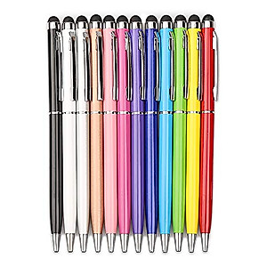 homEdge Stylus Pen and Ink Pen Set of 12 Pack, Universal 2 in 1 Capacitive Stylus Ball Point Pens Compatible with iPad, iPhone, Samsung, Kindle Touch