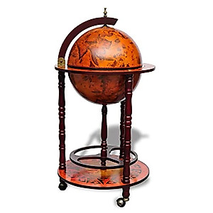 vidaXL Solid Eucalyptus Wood Globe Bar Wine Stand 16th Century Italian Liquor Mini Tables