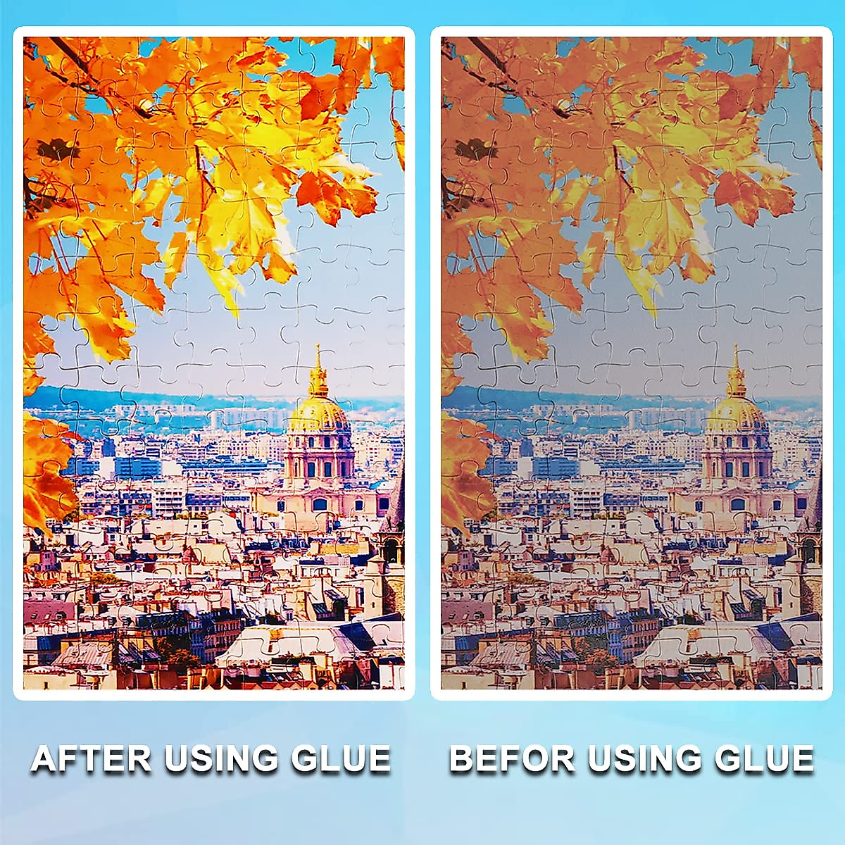 Newest Jigsaw Puzzle Glue Clear with Sponge Head Applicator, Puzzle Saver Frame for 1000/1500/3000 Pieces Puzzle of Paper & Wood, Water-Soluble Special Art Craft Puzzle Guard Glue, Quick Dry (120ML)