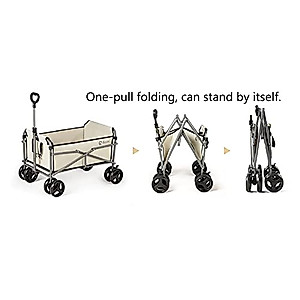 TNN Folding Beach Wagon Cart for Grocery,Collapsible Enlarged Capacity Portable Utility Garden Cart for Outdoor Sand Camping, Heavy Duty Wagon with Big Wheels Black Blue Red White (Color : White)