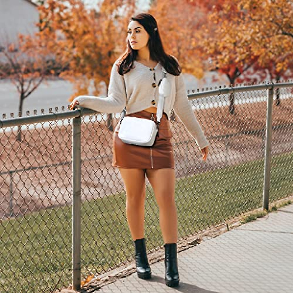 INICAT Crossbody Bag for Women Roomy Pockets Wallet Purse with Small Coin Purse（60-White）