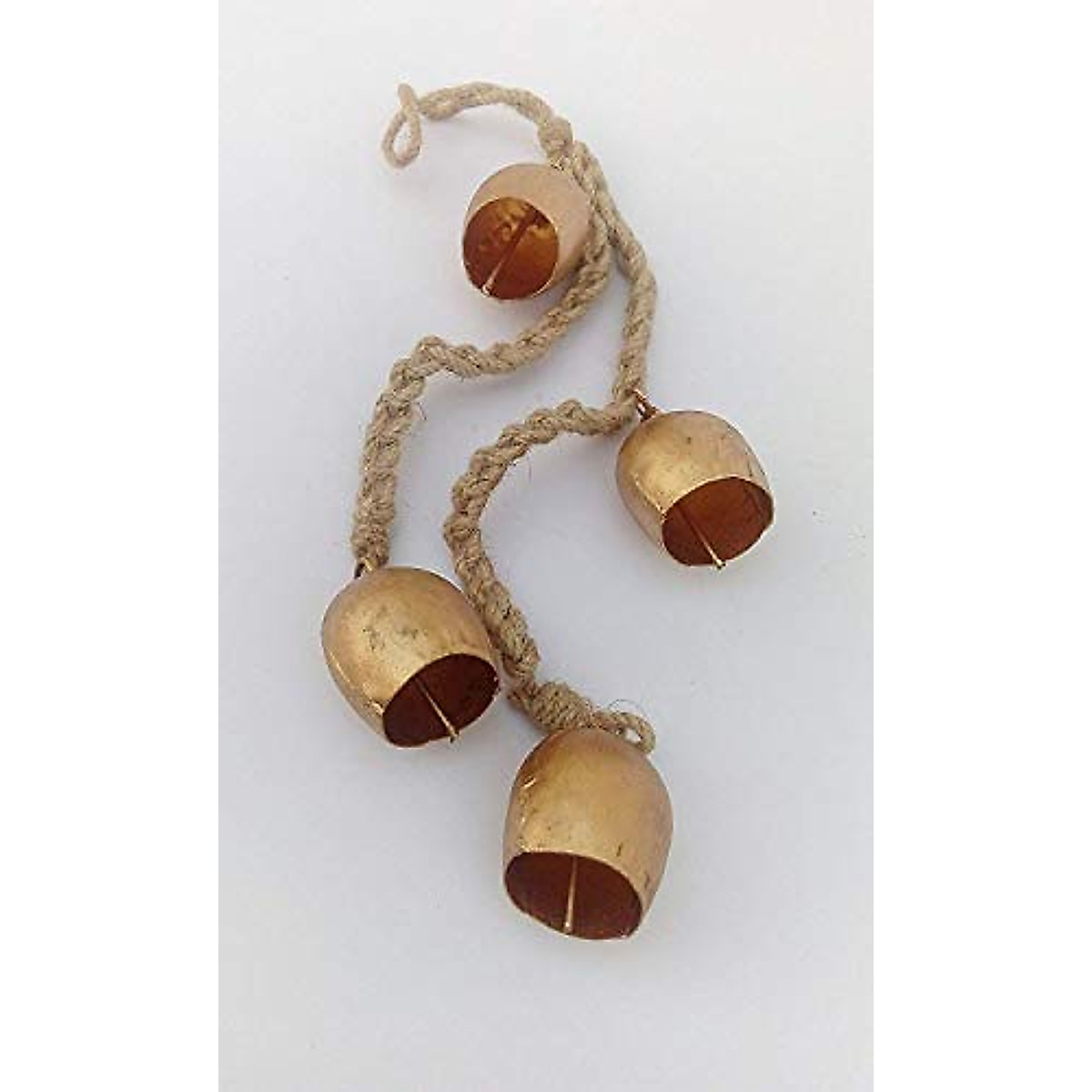 Siddhivinayak Overseas Iron Wrought Bell Chime Handmade Brass Finish Wall Hanging Rope 4 Bell