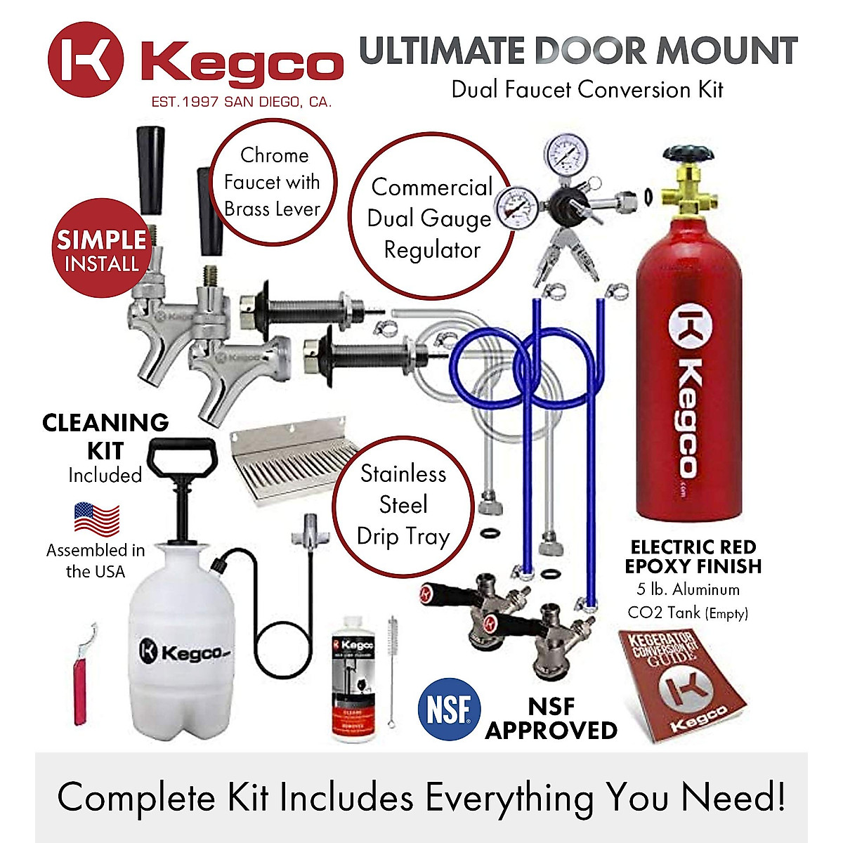 Kegco 3PUCK2-5T Kegerator Kit, 2-Tap, Chrome