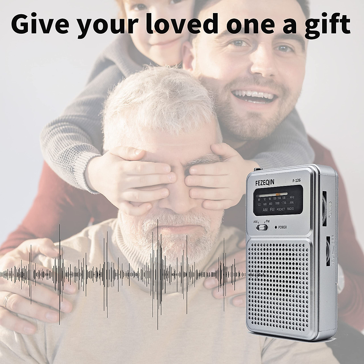 FEZEQIN F-126 Portable Radio AM FM Battery Operated Radio Compact Transistor Excellent Reception with Tuning Light, Back Clip, Speaker Headphone Jack for Walking, Camping and Emergency (Silver)