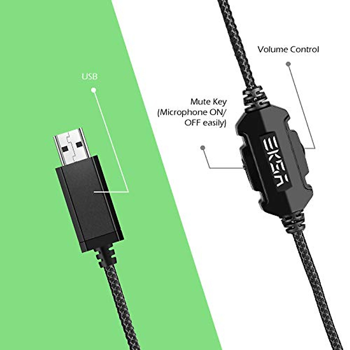 EKSA E1000 Gaming Headset, Computer Headphones with Noise Canceling Mic & RGB Light, Compatible with PC, PS4, PS5, Laptop