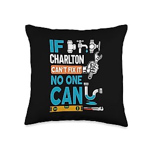 Personalized CHARLTON pipefitter plumbing family Custom Name if Charlton Can't fix it no one can Plumber Throw Pillow, 16x16, Multicolor