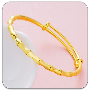 PEAS 18K Gold Plated Jewelry Adjustable Bracelet Cuff Bracelet(Gold)