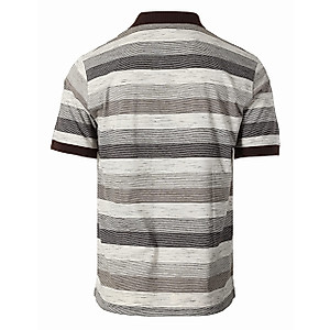 Gioberti Mens Club Stripe Polo Shirt - Short Sleeve, Regular Fit, Yarn Dye, Brown, Size L