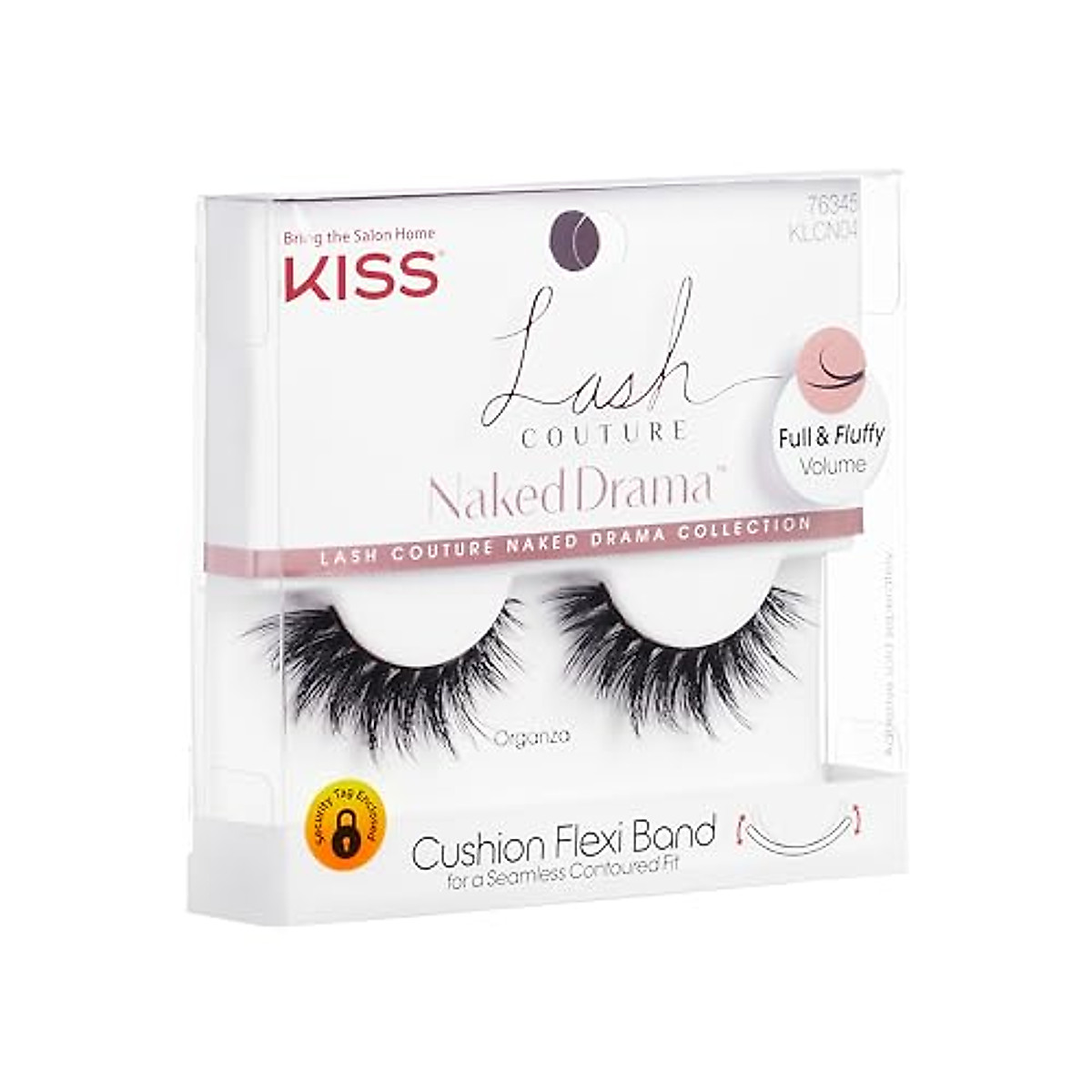 KISS Lash Couture Naked Drama False Eyelashes, Organza', Cushion Flexi Band, Contact Lens Friendly, Easy to Apply, Reusable Strip Lashes, Includes 1 Pair of Fake Lashes