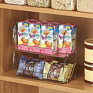 mDesign Small Stackable Plastic Food Storage Organizer Bin with Open Front for Refrigerator, Freezer, Cupboard, Cabinet, and Pantry Shelf Organization - 7" Wide - Ligne Collection - 3 Pack - Clear