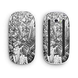 Design Skinz Aerial Cityscape Black and White Vinyl Decal Compatible with The Apple Magic Mouse 2 (Wireless, Rechargable) with Multi-Touch Surface