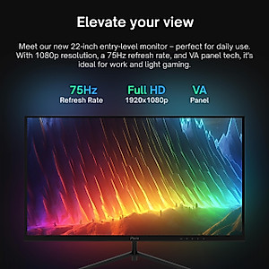 Pixio PX222 22" 75Hz FHD 1080p VA Gaming Monitor with VGA and HDMI Inputs