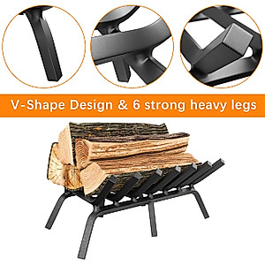Mr IRONSTONE Fireplace Grate 21 inch Solid Steel Heavy Duty Fireplace Log Grates 3/4" Bar Grates Outdoor/Indoor Wrought Iron Burning Rack Holder