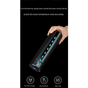 Hovico Intelligent Temperature Display Vacuum Insulated Water Bottle,Leak Proof, Stainless Steel Coffee Thermos,Keep Cold 12H Keep Warm 24H,17OZ (White)