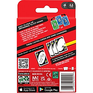 Mattel Games UNO Card Game, Multi, 8 x 3-3/4 x 81/100 in (42003)