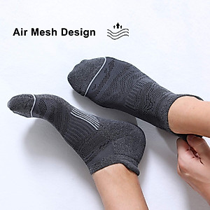 FITRELL 6 Pack Men's Ankle Running Socks Low Cut Cushioned Athletic Sports Socks, Shoe Size 12-15, Dark Gray+Gray