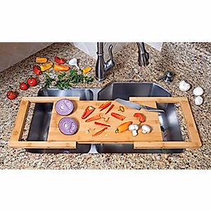 Lipper International 8841 Bamboo Wood Over-the-Sink Expandable Cutting Board, 34" x 11 1/2" x 3/4"