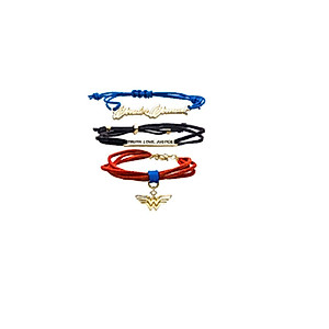 DC COMICS, WONDER WOMAN LOGO CORD BRACELET - Truth, Love, Justice & Wonder Woman Logo Premium CORD BRACELET - Set Of 3