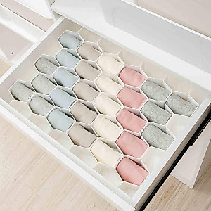 Foraineam 3 Pack Honeycomb Drawer Organizer Plastic Partition Cabinet Clapboard Storage Boxes Closet Organizer Drawer Dividers