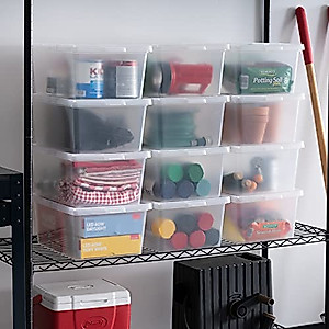 IRIS USA 17 Qt Clear Storage Box, BPA-Free Plastic Stackable Bin with Lid, 12 Pack, Containers to Organize Shoes and Closet Shelves, Classroom Organization Teacher Tools, Game Storage