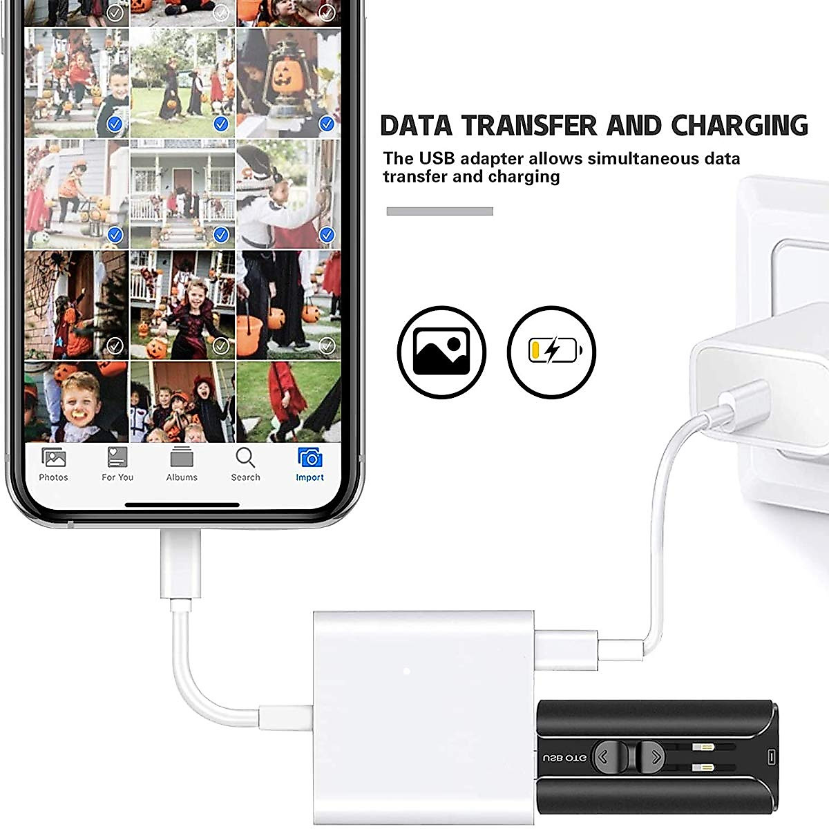 sharllen Lightning USB Camera Adapter,Apple Certified USB Female OTG Reader Connector Charging Port Phone Charger Cable Cord Compatible iPhone/iPad/iPod,USB Drive,MIDI Keyboard,Mouse iOS9.2-14+