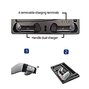 Cooling Fan Vertical Stand for Playstation 5 Console and Digital Edition, Controller Charging Station Dock for PS5 Dualsense Controller with Led Indicators and 15 Game Slots