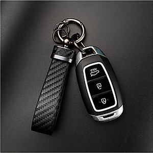 Turcee 2PCS Carbon Fiber Car Keychain Kit,Gift for Men and Women,Quick Release Spring with D-Ring Anti Lost Car Keychain Organizer