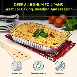 biocean Aluminum Pans with Lids 9x13 Inch 25 Pack, Extra Heavy Duty 25 Foil Pans and 25 Foil Lids for Prepping Food, Storing Heating, Cooking, Baking, Roasting