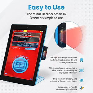 Minor Decliner Smart ID Scanner - Detects Expired IDs and Underage Customers – Can Upgrade for Fake ID Detection - Onyx Edition