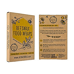 Beeswax Wrap Kit: Reusable Food Grade Beeswax Wraps for Food, Snacks, Sandwich, Eco Friendly Kitchen Storage - Includes 2 Wraps, 2 Beeswax Bars and Reusable Cotton Mesh Market Bag - Cute Fruit Themes