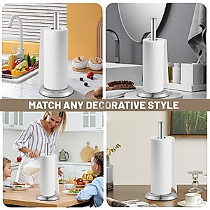 Paper Towel Holder,Stable Base Paper Towel Holder Stand,Stainless Steel Paper Towel Holder Countertop,20s Installation Paper Towel Stand,Sliver Paper Towel Dispenser Countertop for Bathroom,Kitchen
