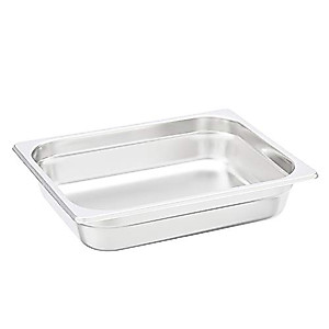 AmazonCommercial 1/2 Size x 2-1/2" Deep, Rectangular Anti-Jam Stainless Steel Steam Table/Hotel Pan, 22 Gauge, Pack of 2