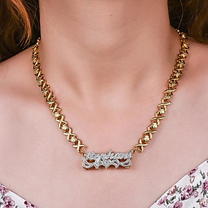 Custom Name Necklace Personalized Nameplate Necklace 18K Gold Plated Name Necklaces with Heart Double Plated Customized Jewelry Gift for Women